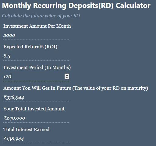 RD Calculator - Calculate Monthly Recurring Deposit (RD) Interest ...